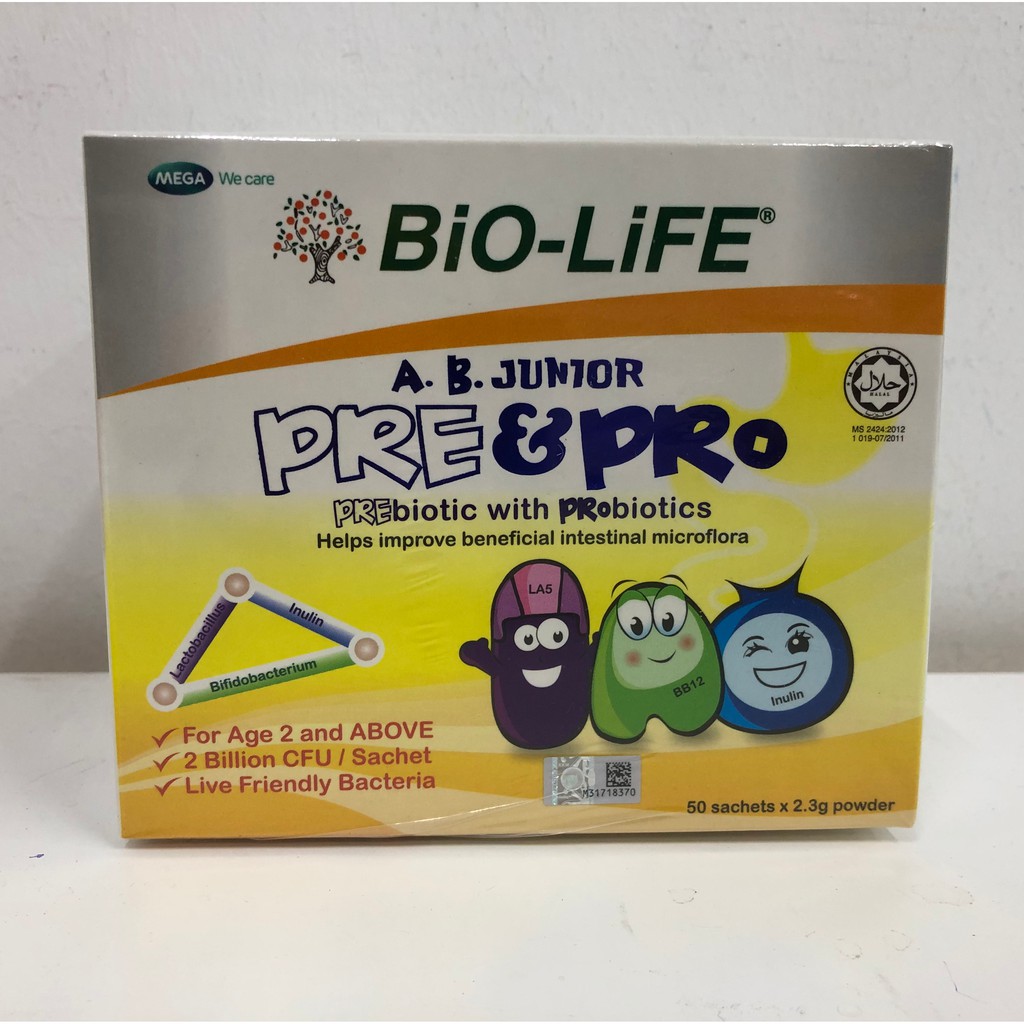 BiOLiFE A. B. Junior Pre & Pro Prebiotic with Probiotics 50's x 2 ...