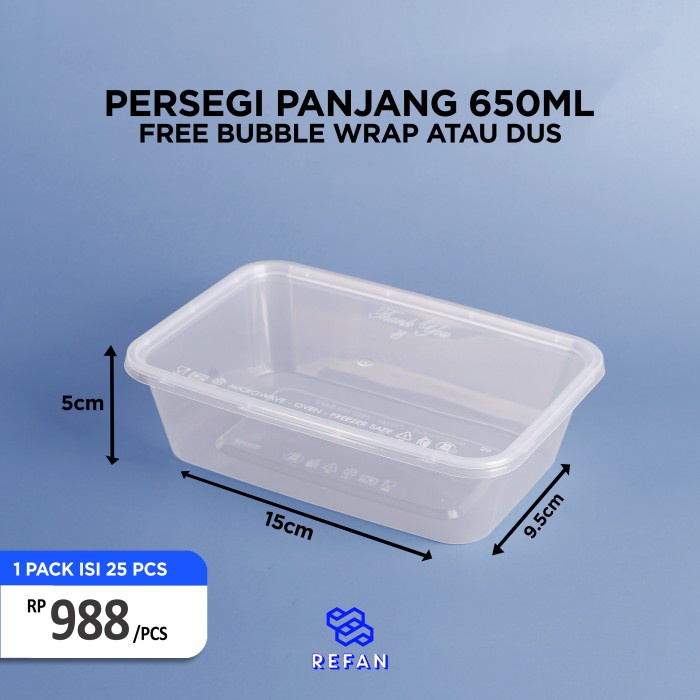650ml 650Ml Premium Plastic Lunch Box 650Ml | Shopee Malaysia