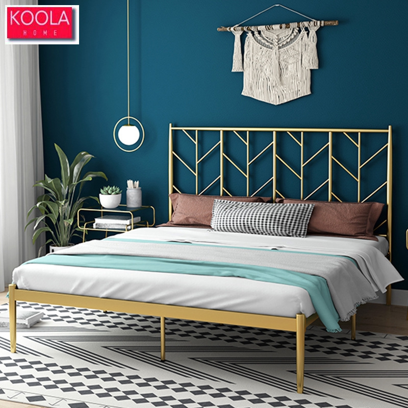 Modern Simple Golden Iron Bed Nordic Princess Iron Frame Bed Rangka ...