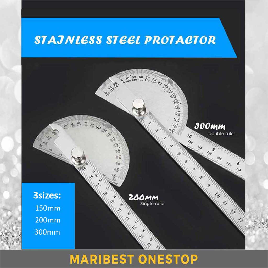 STAINLESS STEEL 180 DEGREE PROTRACTOR 20CM/30CM/15CM ANGLE MEASUREMENT ...