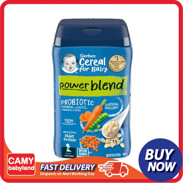Gerber Powerblend probiotic Oatmeal, Lentil, Carrots & Peas 227g for ...