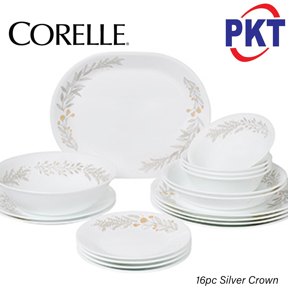 Corelle Classic 16pc Dinnerware Set [Silver Crown] | Shopee Malaysia