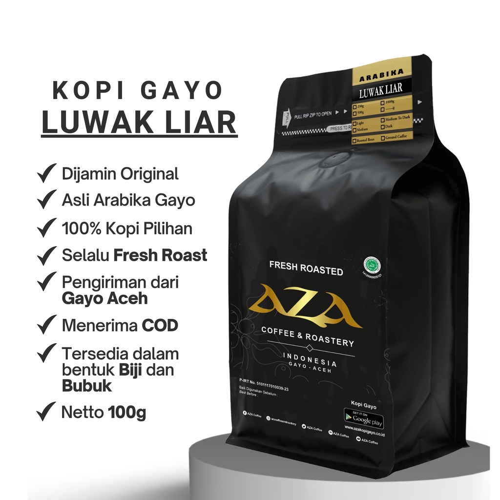 Arabica Gayo Aceh Wild Luwak Ground Coffee Beans AZA Coffee Roasted ...