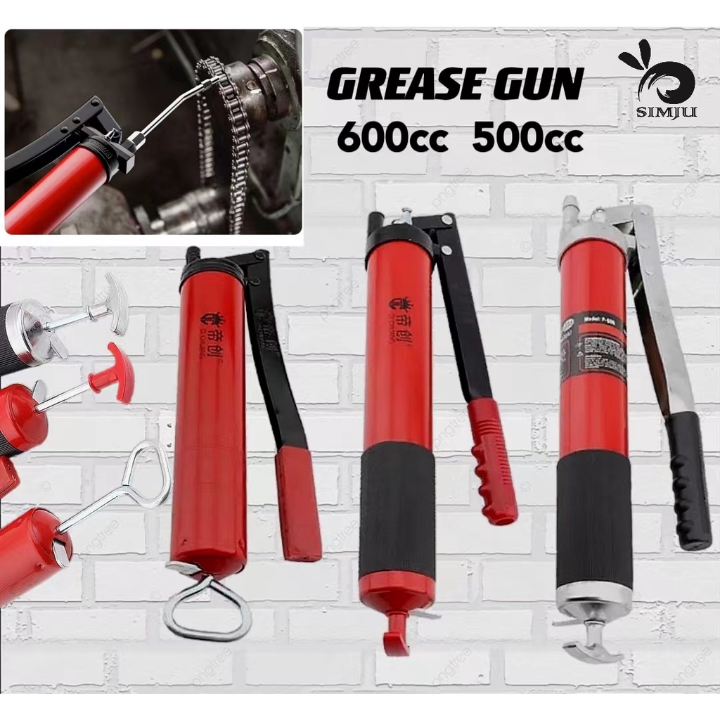 Grease Gun 600cc Hand Oil Pump Pressure 12000 PSI Double Shaft Heavy ...