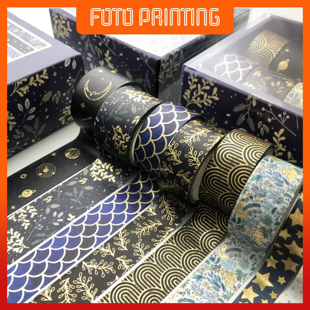10Rolls/Box Gold Foil Washi Masking Tape Elegant Gilding Washi Tape ...