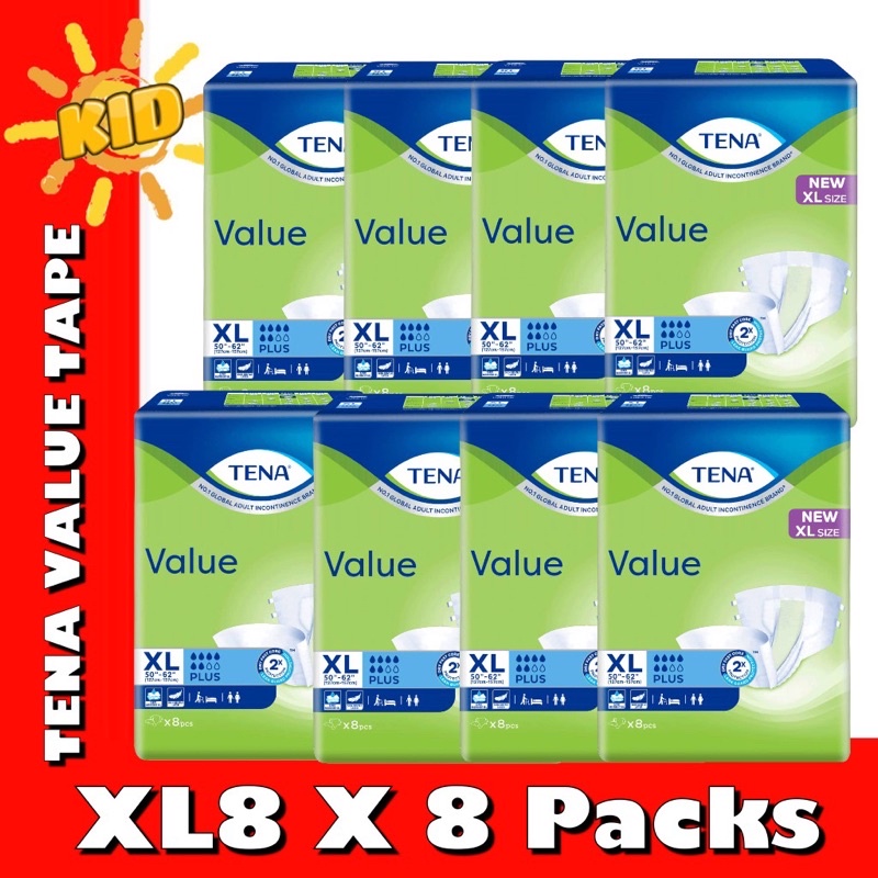 TENA VALUE ADULT TAPE DIAPERS (M10/L8/XL8 X 8 Packs) | Shopee Malaysia