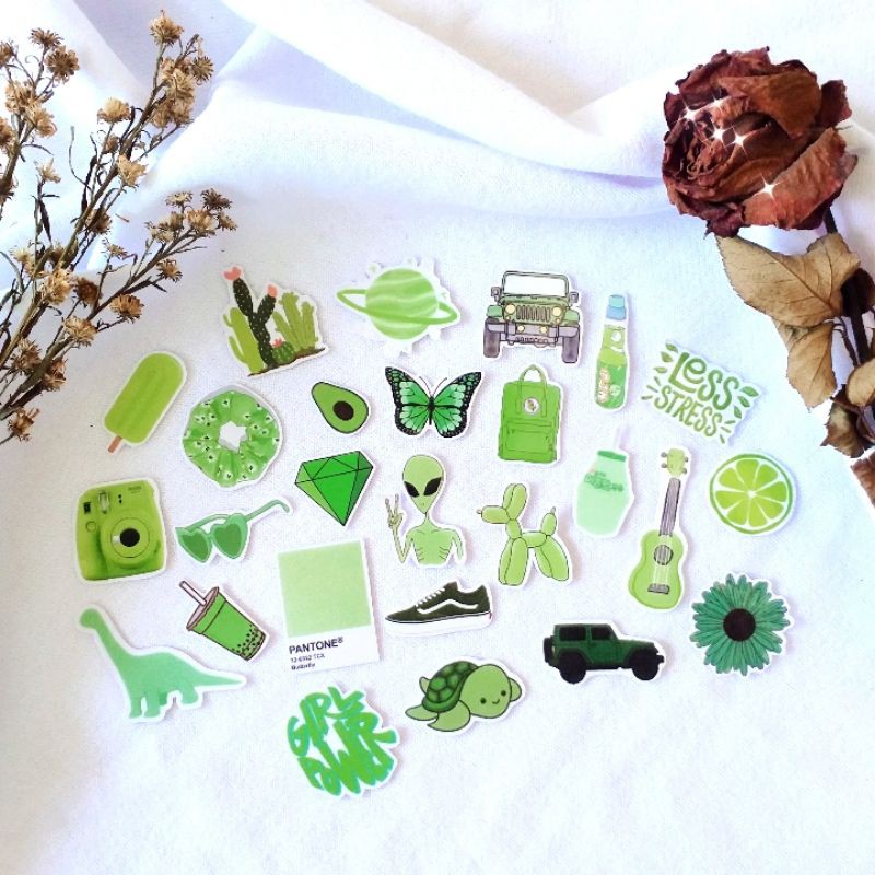 HIJAU Tumblr HP Aesthetic sticker/Green sticker/Green sticker | Shopee ...