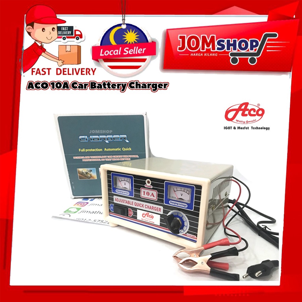 ACO 6V 12V 10A CAR BATTERY CHARGER / Kereta Lori Pulse Repair Charging ...