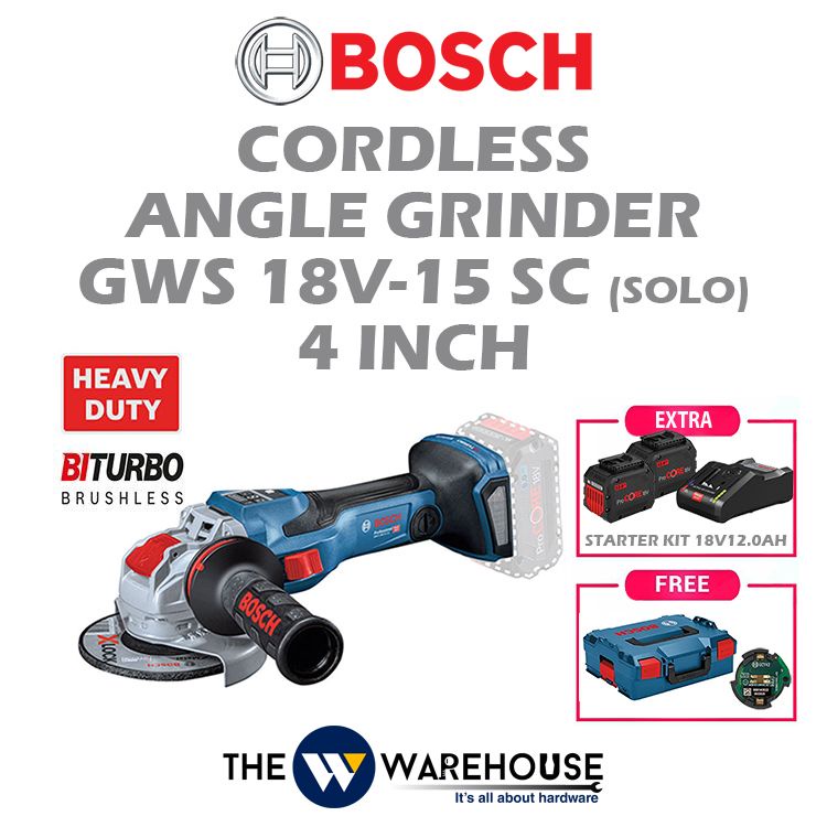 Bosch GWS18V-15SC 4 inch Cordless Angle Grinder Biturbo GWS 18V-15 SC ...
