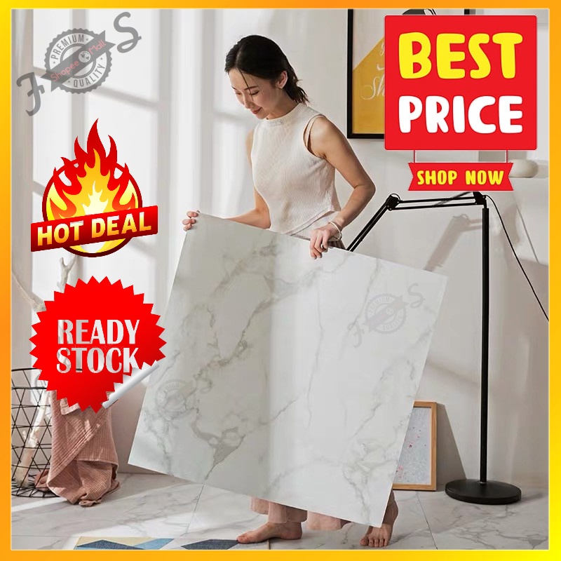600X600mm [2X2KAKI] 10PCS / BOX Marble Tile Vinyl Flooring Lantai ...