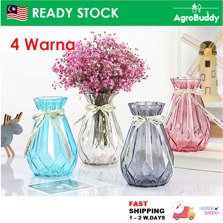 18cm AgroBuddy Diamond Shape Transparent Glass Vase / Pasu Kaca Pasu ...