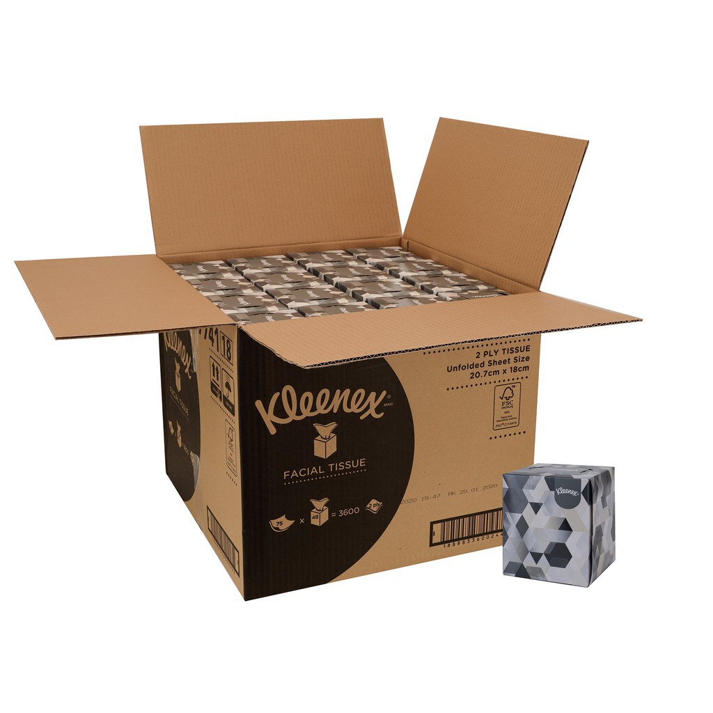 (Carton) 17741 Kleenex® Facial Tissue Cube, 75 pieces / box - 2Ply (48 boxes) | Shopee Malaysia
