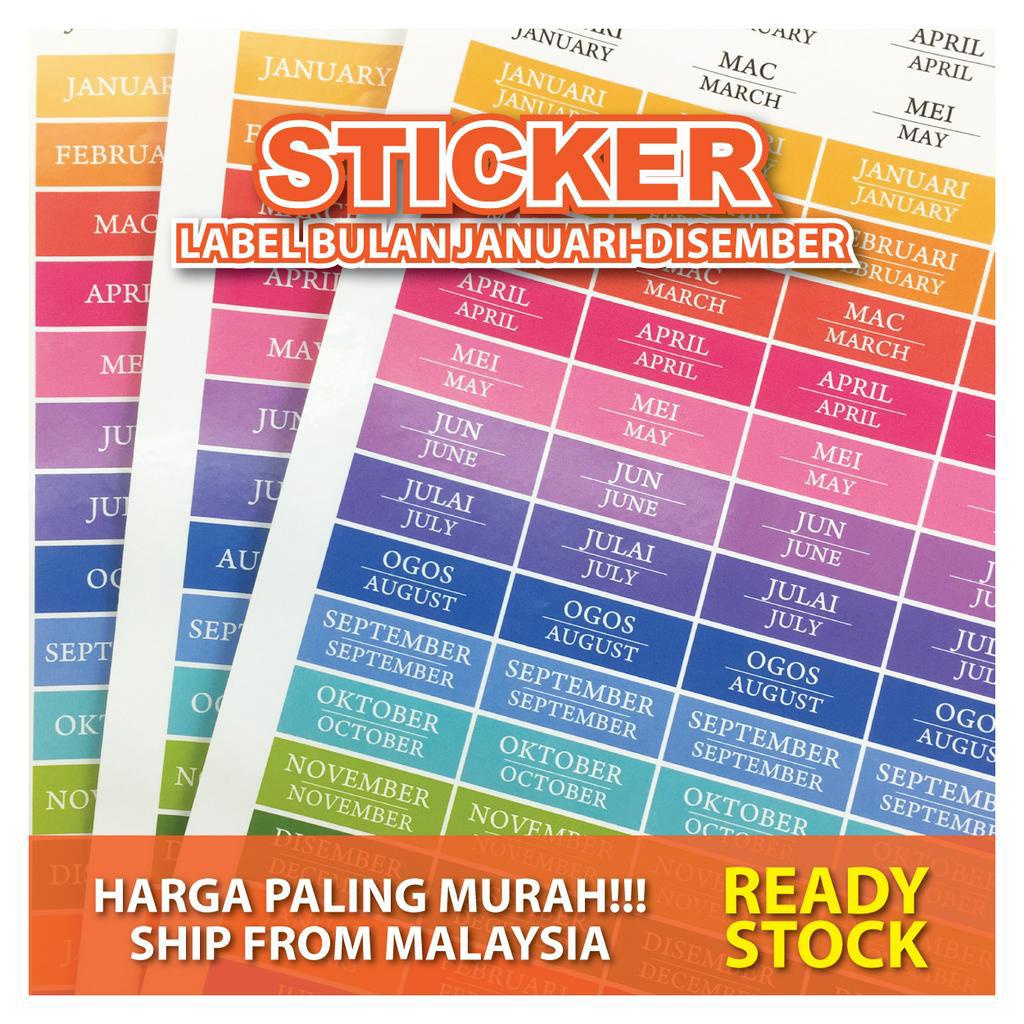 STICKER LABEL BULAN WARNA WARNI UNTUK BUKU SEKOLAH | Shopee Malaysia