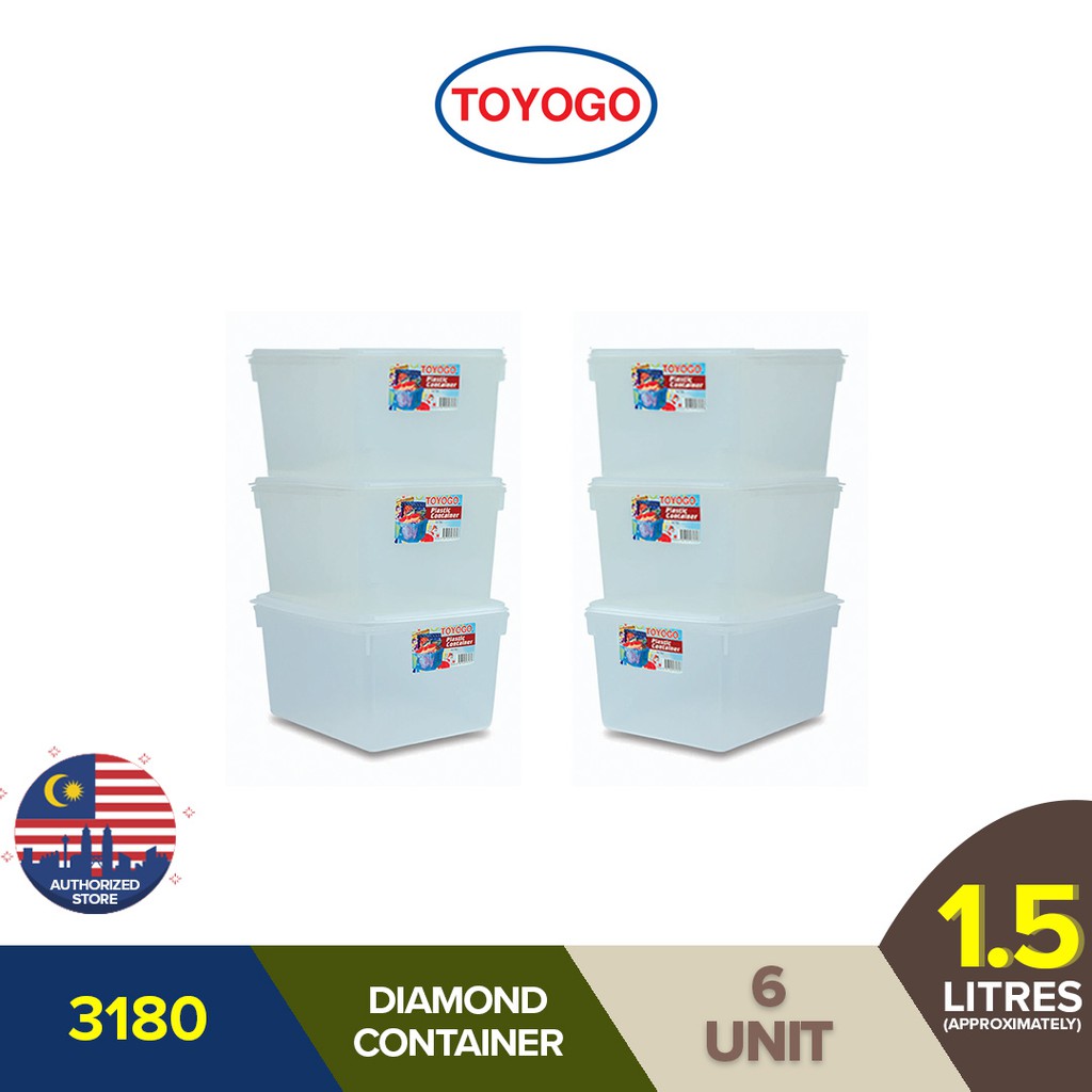 6X Toyogo Diamond Container Food Storage Container 3180 (1.5L) | Shopee ...