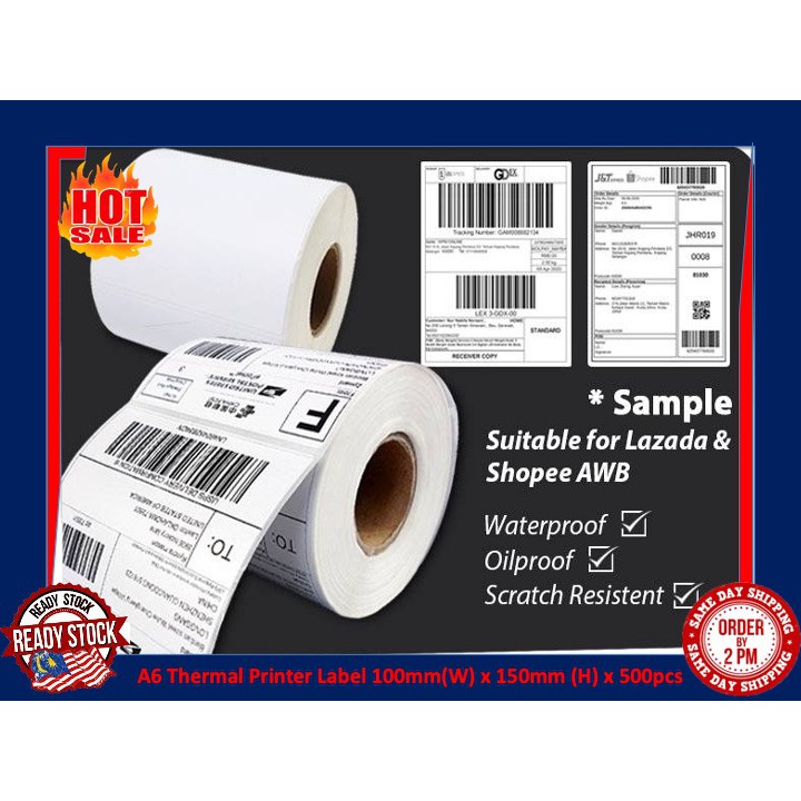 Thermal Paper Label Sticker Shipping Courier Airway Bill Consignment ...