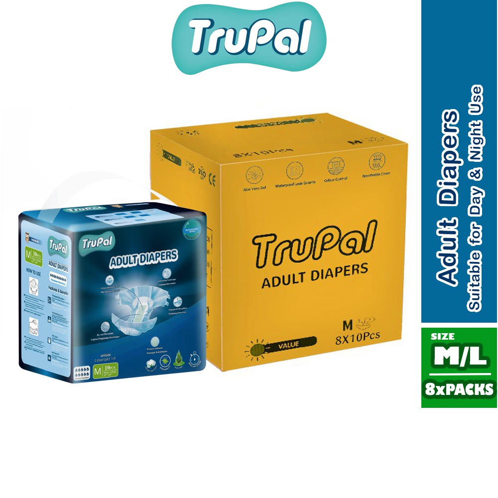 Trupal Adult Diaper Premium Series Suitable for Night Use 8x Packs ...