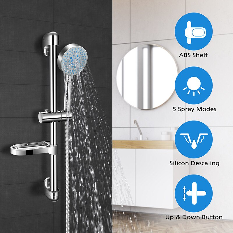 Shower Set Shower Pole 5 Modes Water Shower/Combination Shower Can Be ...