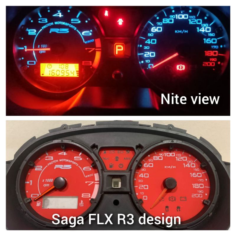 Proton Saga FLX R3 custom panel meter plate matte surface screen printing bukan UV printing ...