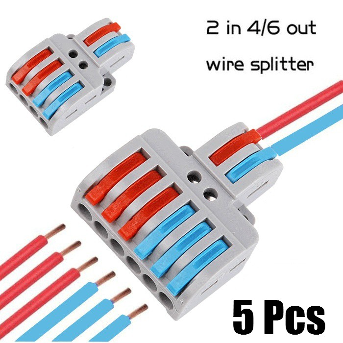 5 Pcs New Type LT-422/623 Wire Connector 2 In 4/6 Out Wire Splitter ...
