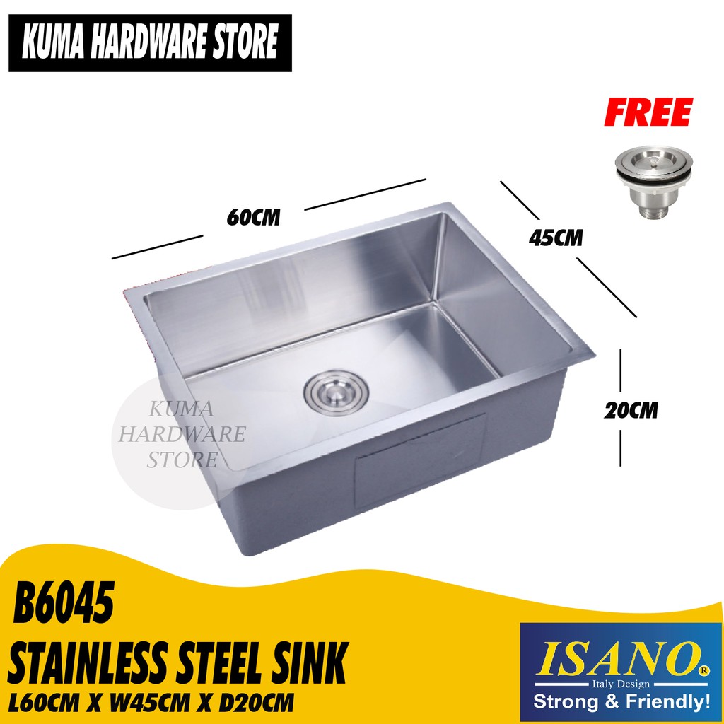 Isano Stainless Steel Single Bowl Sink - B6045 | Shopee Malaysia