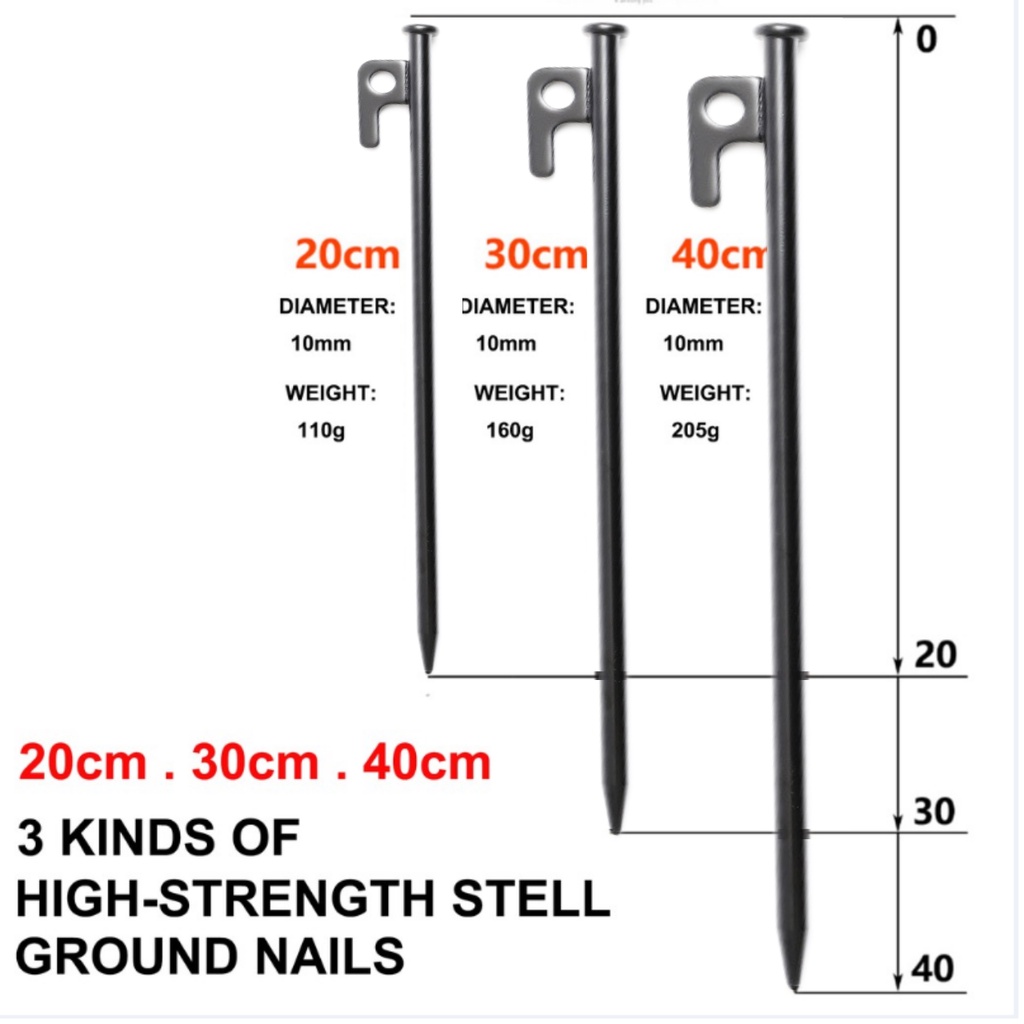 WT Camping Pancang Khemah Peg Tent Pegs Nail Stake 20/30/40cm Barang ...