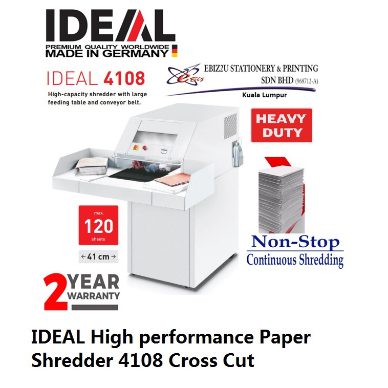 IDEAL High performance Paper Shredder 4108 Cross Cut -6 x 50 mm (Cross Cut, MESIN PERINCIH ...