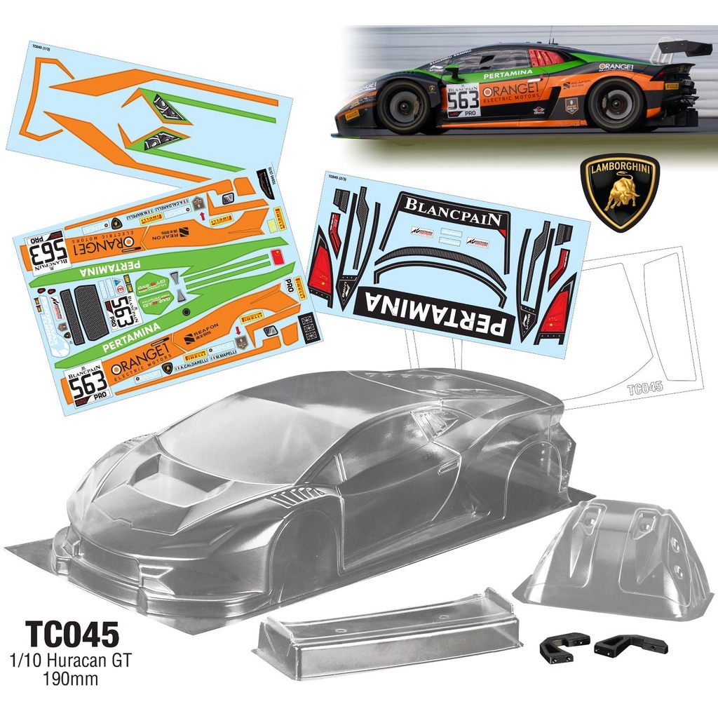1/10 PC RC Shell body Lamborghini Huracan GT190mm Width 260mm Wheelbase ...
