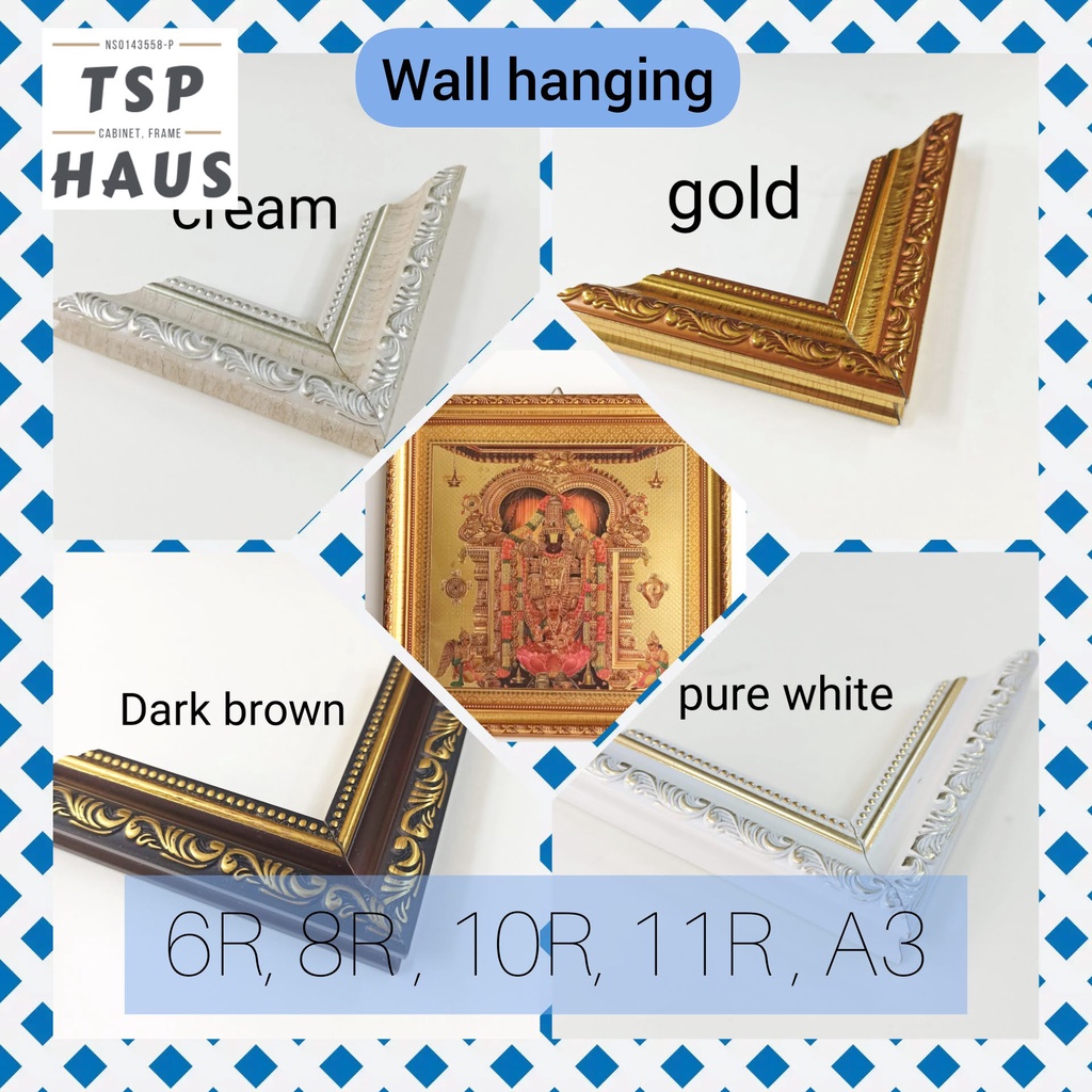 6R 8R 10R 11R A3 PS Gold Brown White Photo Frame Wall Hanging Bingkai ...