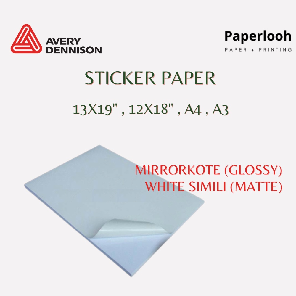 100pcs Mirrorkote Glossy/White Simili Matte Sticker Avery Dennison ...