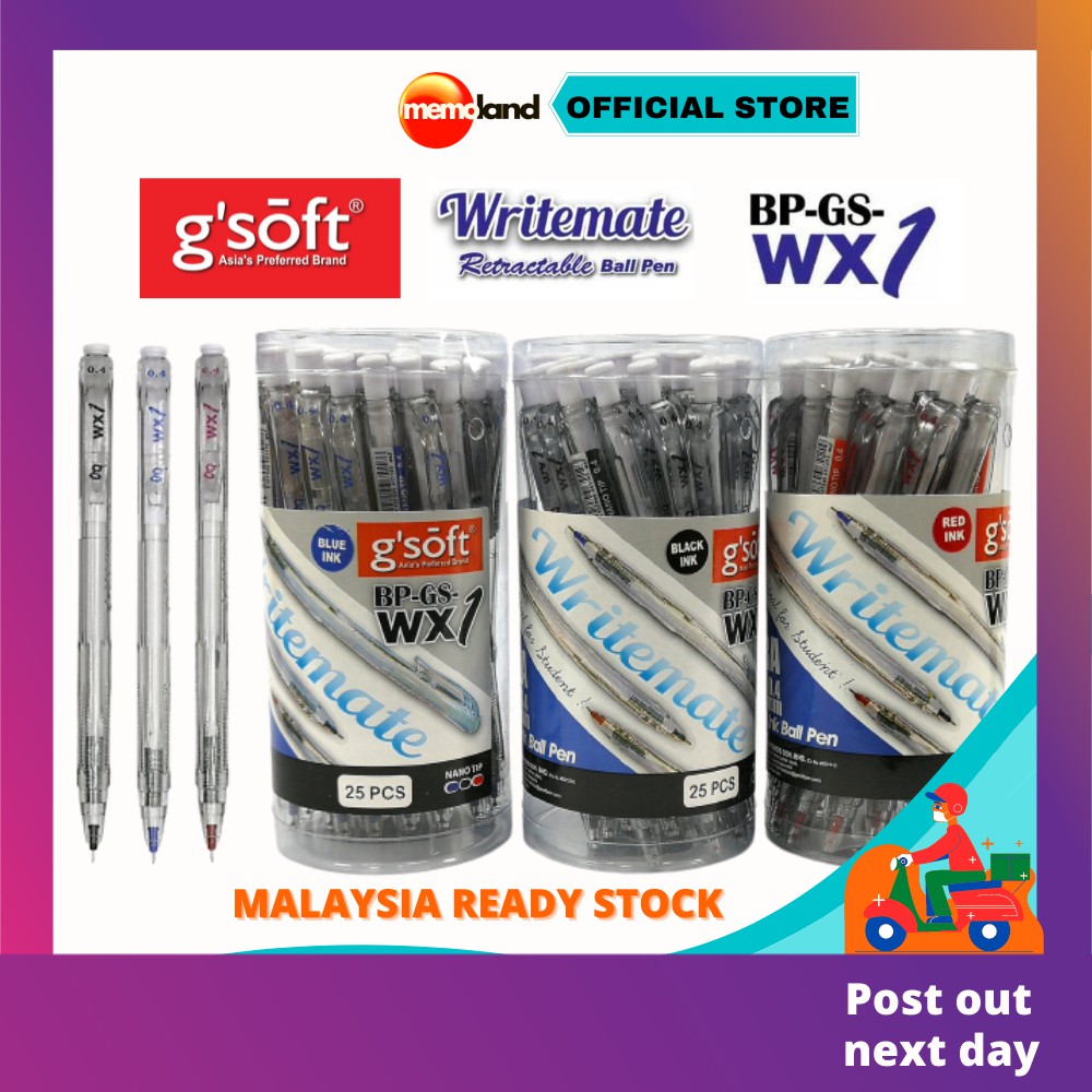 GSOFT WX1 / WX2 0.4mm SEMI GEL BALL PEN - 25pcs/Drum / PEN GEL SEPARA ...