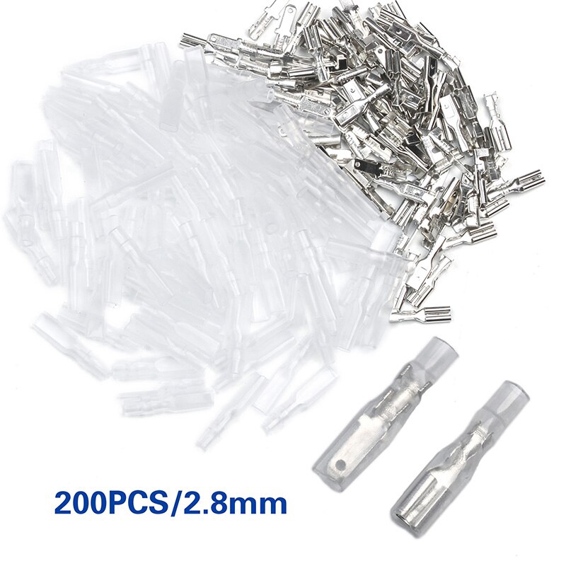 200Pcs 2.8mm Crimp Terminal Female/Male Spade Electrical Insulating ...