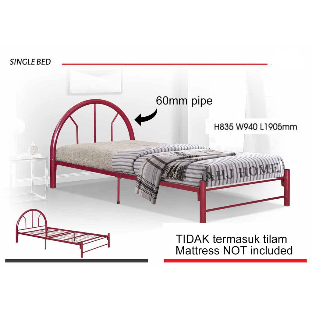 Single Bed Frame / Metal Bed / Bed Base /Katil Single Besi Lipat ...