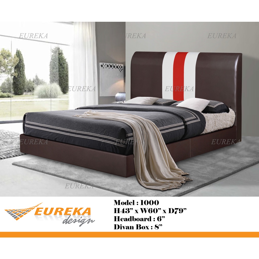 EUREKA Divan Bed Frame PVC Wood Upholstery Modern Simple 1000 / Katil ...