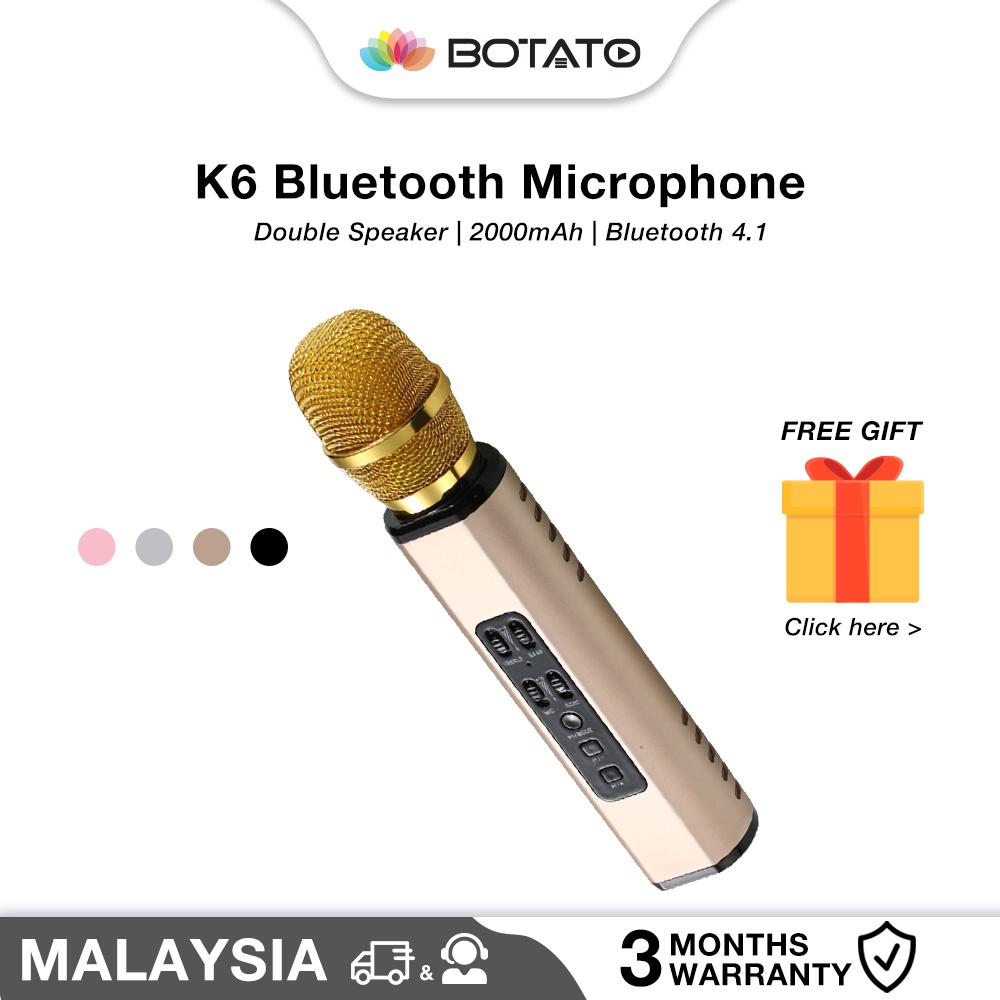 [Ready Stock In KL] Bluetooth K6 Karaoke Mic with speaker Wireless ...