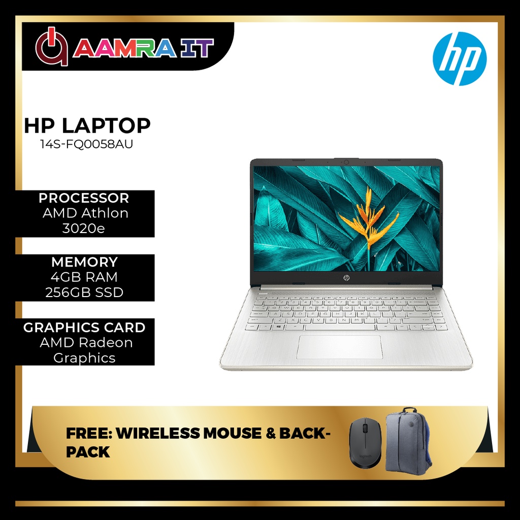 HP 14S-FQ0058AU (AMD ATHLON 3020E, 4GB, 256GB SSD, 14.0'' HD, RADEON ...
