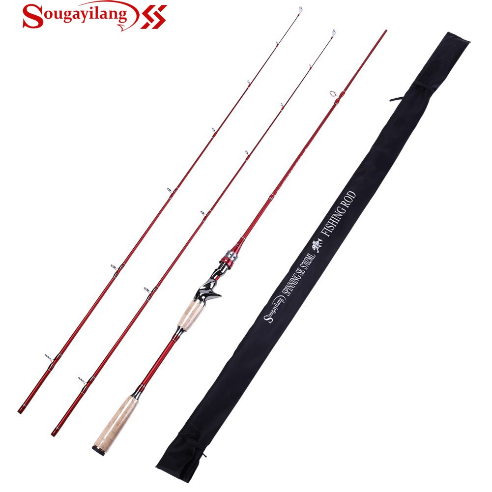 Sougayilang Casting Fishing Rod Carbon Fiber Portable 2 Sections Ultralight For Travel Fishing ...