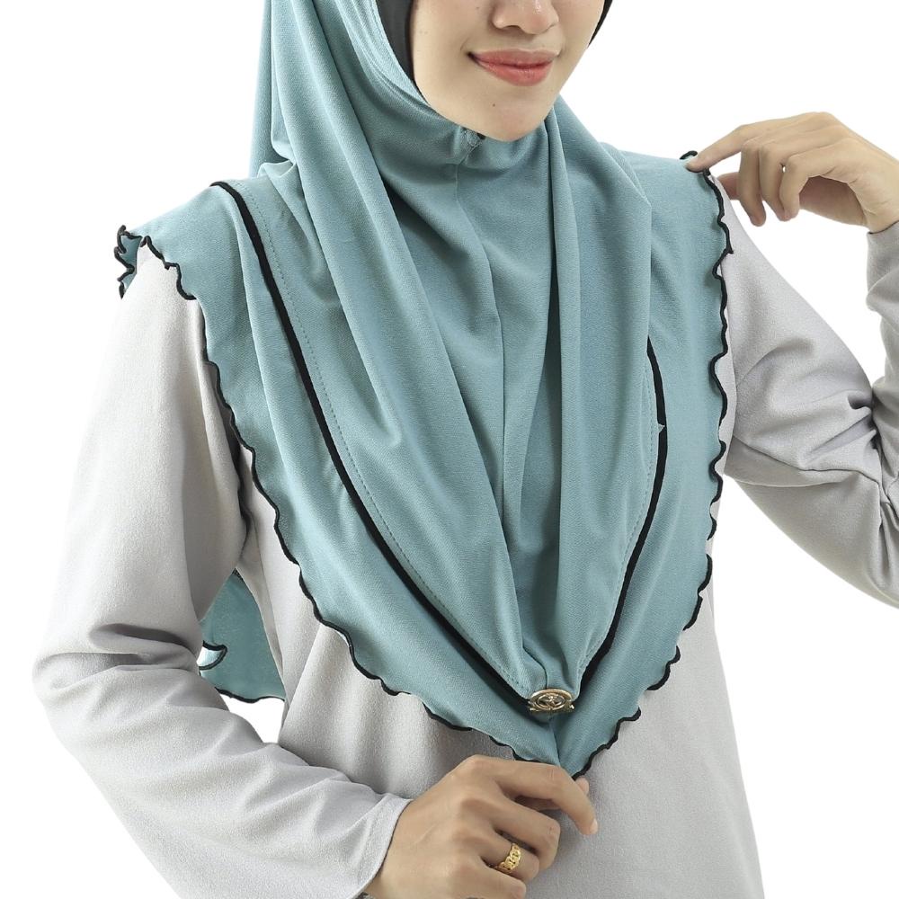 NEW TUDUNG SARUNG MOSCREPE PIPING RUFFLE PREMIUM PLAIN 💯 INSTANT SAUK ...