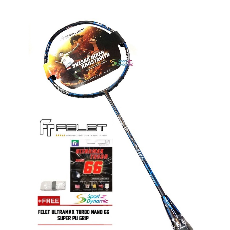 Felet Aero Carbon Lite Badminton Racket (Blue) [ FREE FELET ULTRAMAX ...