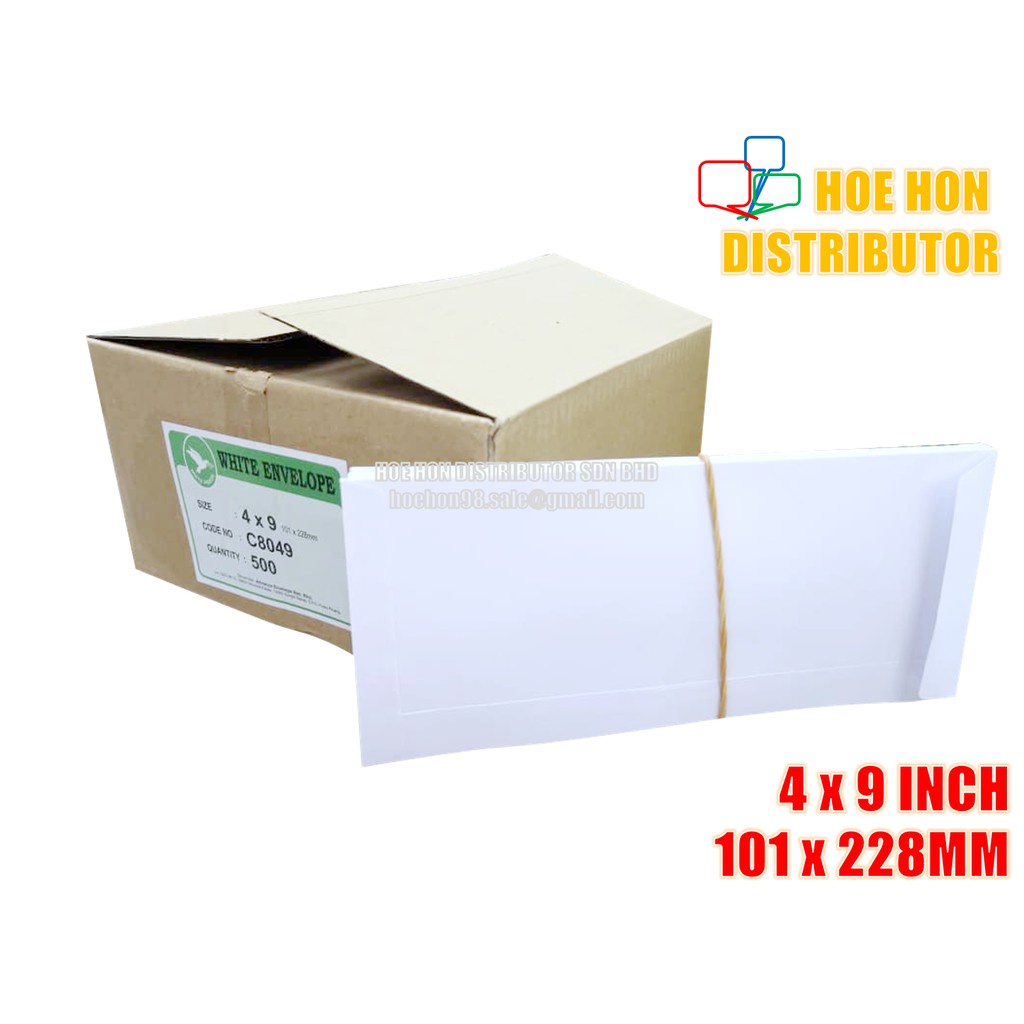Long White Envelope / Sampul Surat Putih 80gsm 4 x 9 Inch / 101 x 228mm ...