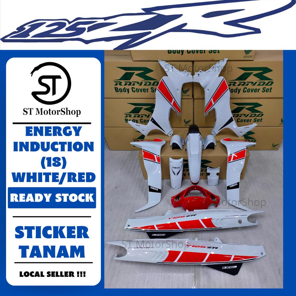 YAMAHA Y125ZR/125ZR ENERGY INDUCTION (18) WHITE RED COVER SET (STICKER ...