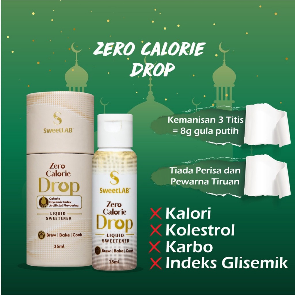 SWEETLAB Zero Calorie Drop (25ml) Liquid Sweetener Pengganti Gula Cair Pemanis Keto Diet Sihat ...
