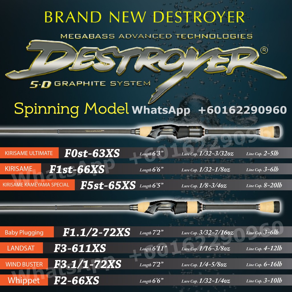 2020 Megabass Destroyer P5 Spinning Rod with 1 year local warranty ...