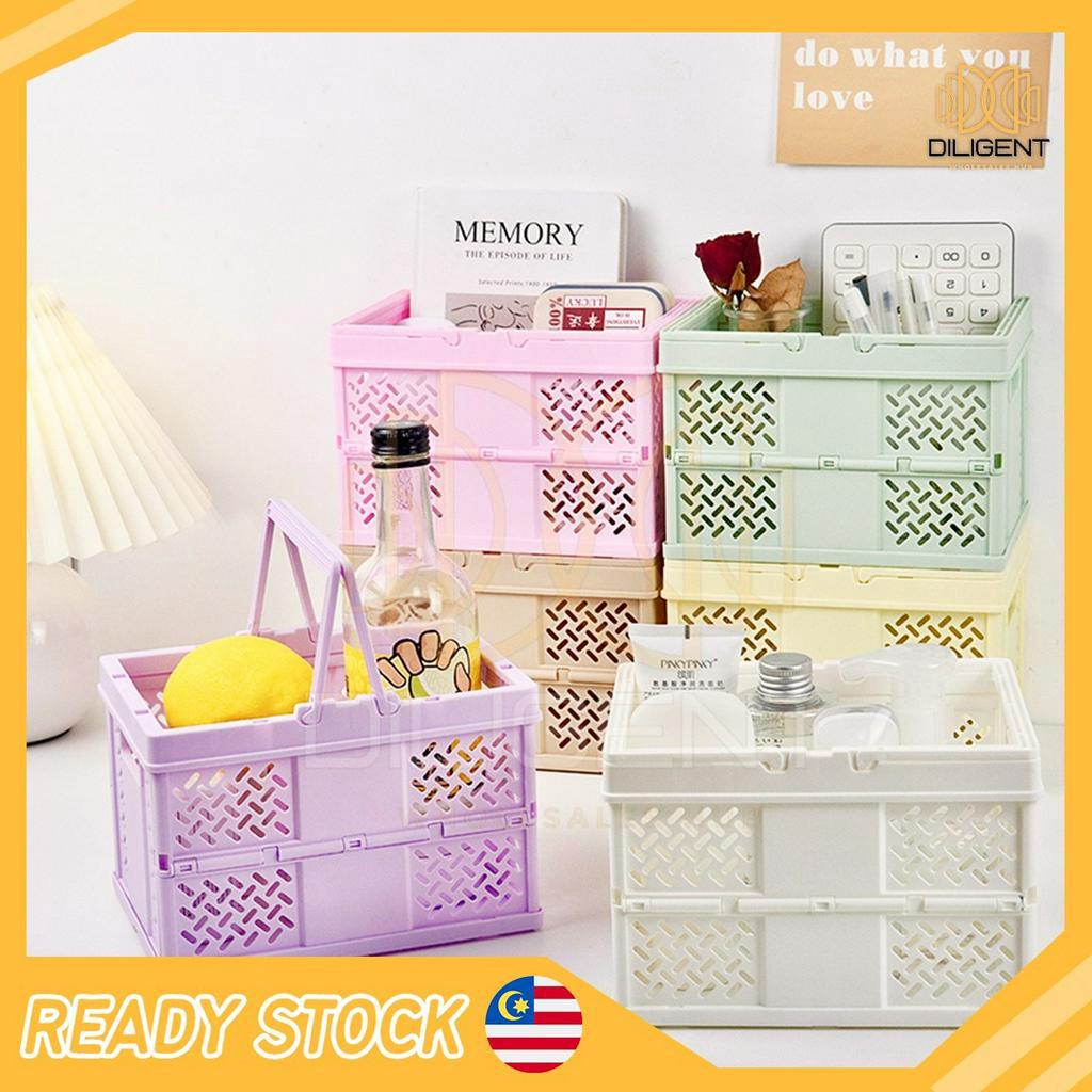 【D264 READY STOCK】Portable Storage Basket Folding Storage Box ...