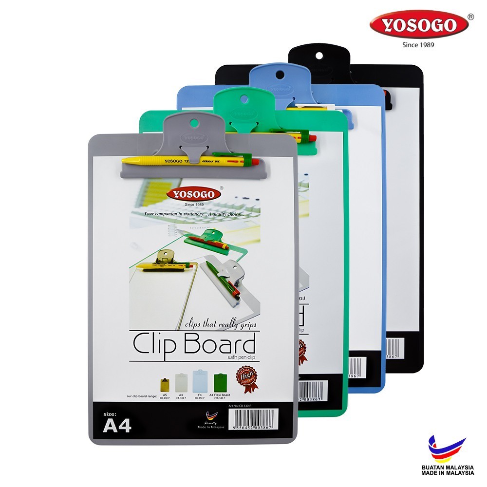 *FREE 1 Pcs Pen* YOSOGO A5 / A4 / F4 Giant Clip Plastic Clipboard with Pen Clip Clipboard CB ...