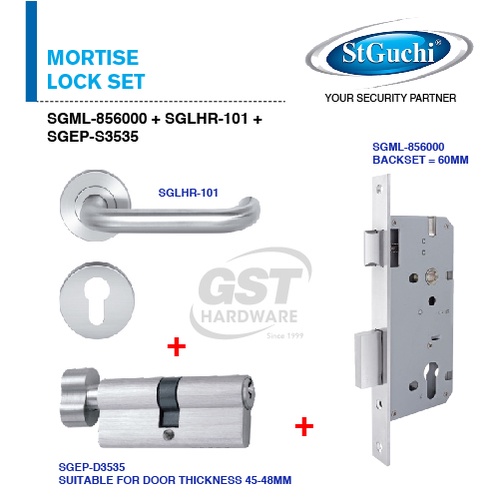 St Guchi Heavy Duty SS Lever Handle Wooden Door Lock Set | Complete ...
