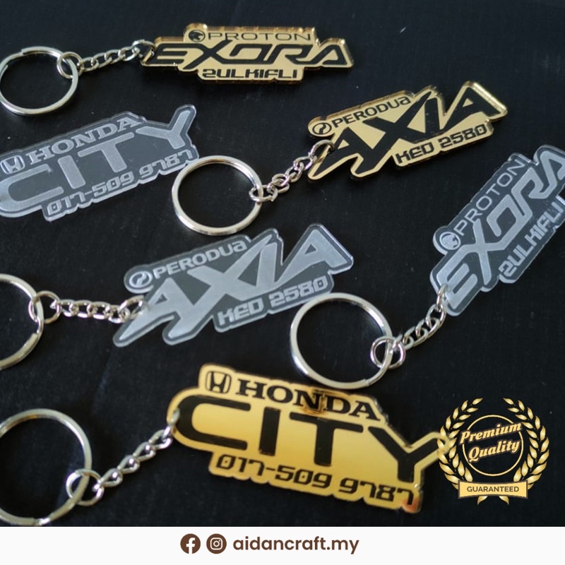 Keychain acrylic (ukir nama / no. Tel / no. Plat kereta) [Ukiran ...