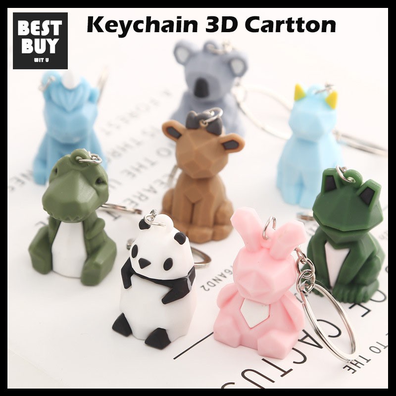 3D Keychain Geometric Animal Keychain Cute Cartoon Charm Creative ...