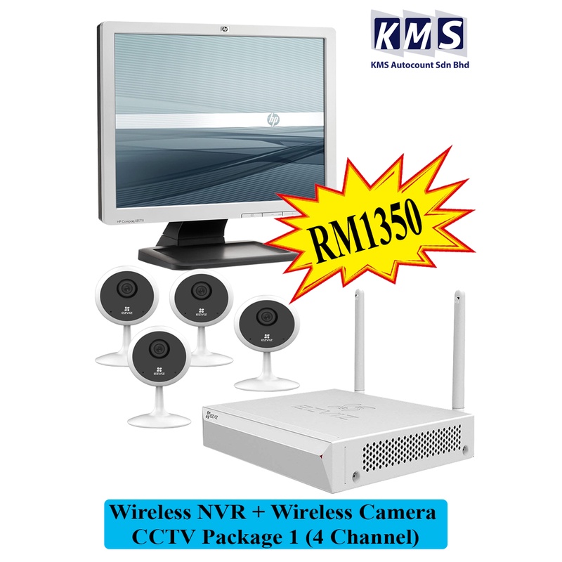 Wireless NVR + Wireless Camera CCTV (4 Channel) Package 1 | Shopee Malaysia