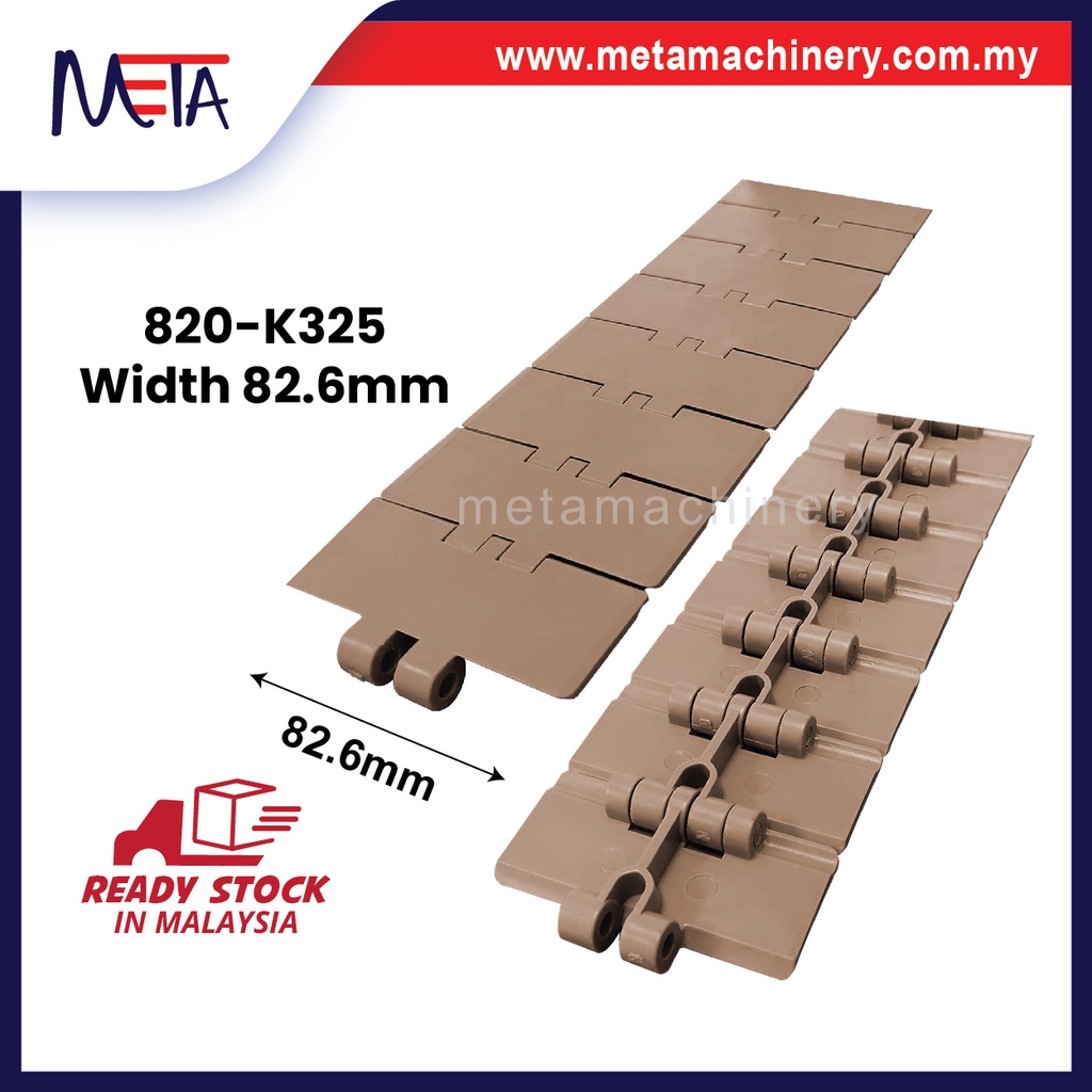 820-K325 Plastic Conveyor Chain Plastic Top Chain Straight Single Hinge Plate 82.6mm 1meter ...