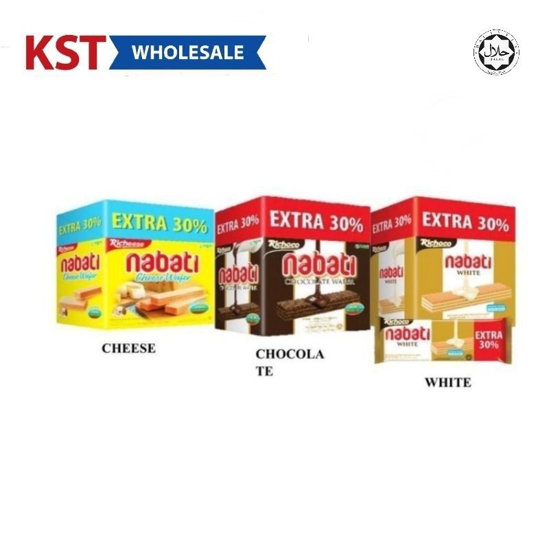 Nabati Richeese Cheese/Chocolate/White Wafer Extra 30% 20's x 20g | Shopee Malaysia